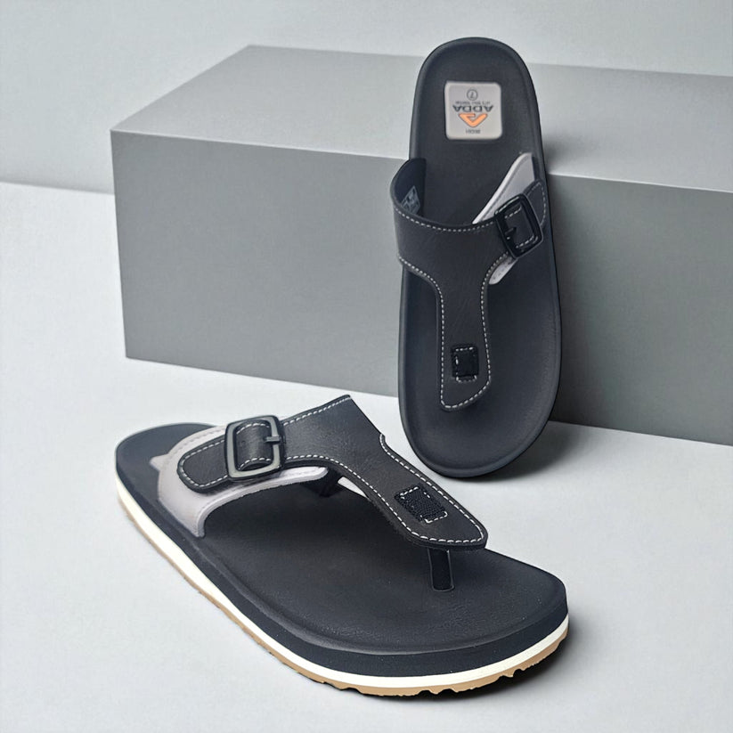 ADDA OMEGA01 BLACK Men's Slipper/Chapple/Flip flop – Citizen Footprints