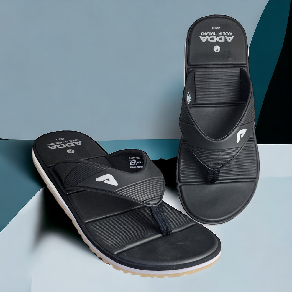 ADDA ADDAX FULL BLACK Men's Slipper/Chapple/Flip flop – Citizen Footprints